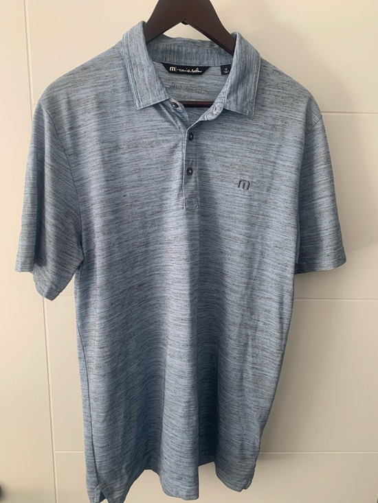Travis Mathew | Shirts | Travis Mathew Heathered Light Blue Polo Shirt ...